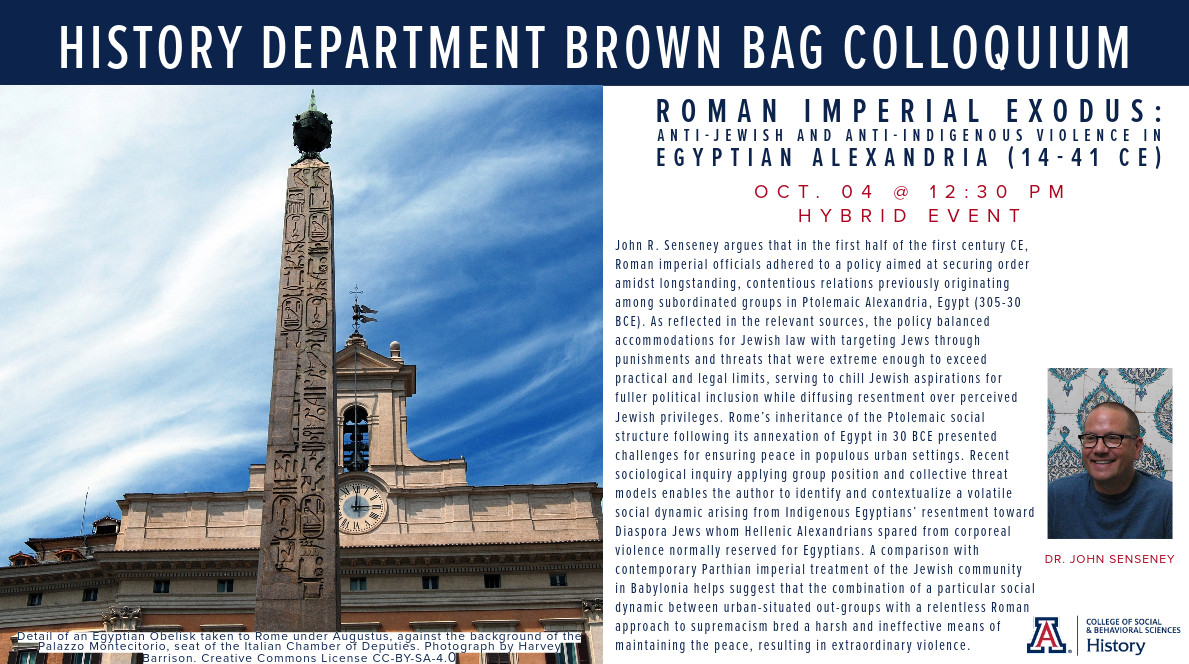 Hybrid Format Brown Bag Colloquium: "Roman Imperial Exodus: Anti-Jewish ...